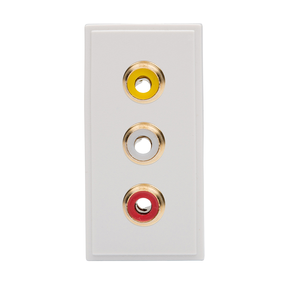 RT Triple RCA (25mm x 50mm) White RetroTouch Light Switches & Plug Sockets