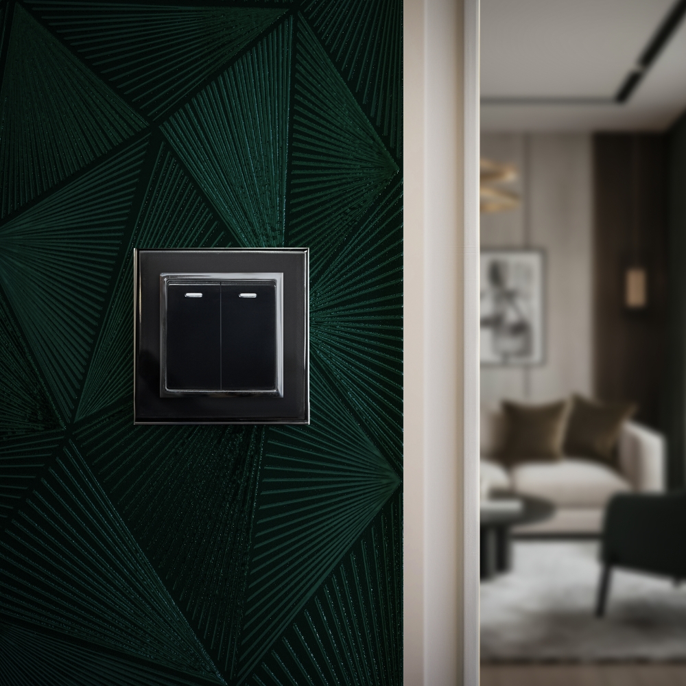 Crystal CT 2 Gang Rocker Light Switch Black RetroTouch Light Switches ...