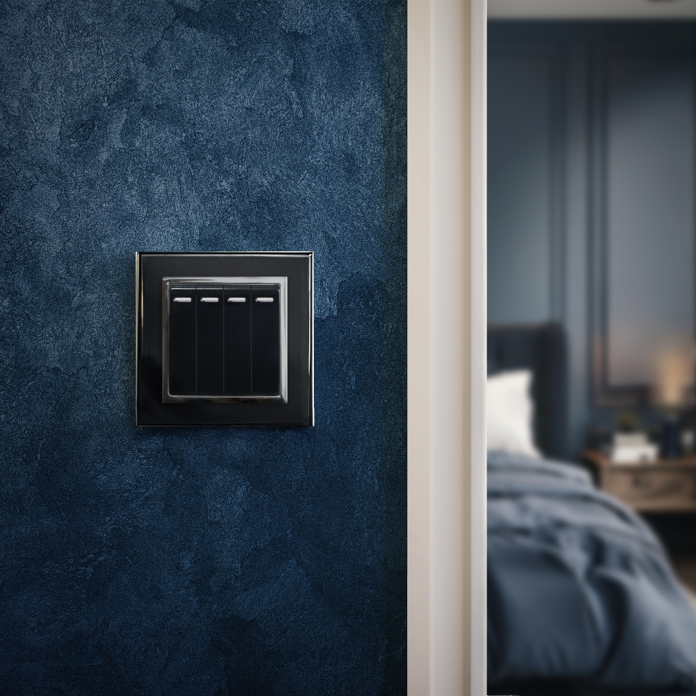 Crystal CT 4 Gang Rocker Light Switch Black RetroTouch Light Switches ...