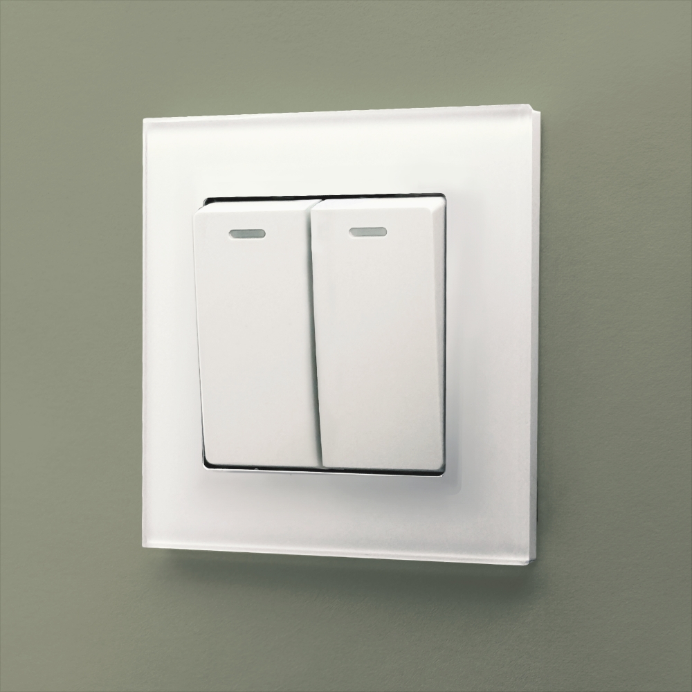 Crystal PG 2 Gang Rocker Light Switch White RetroTouch Light Switches ...
