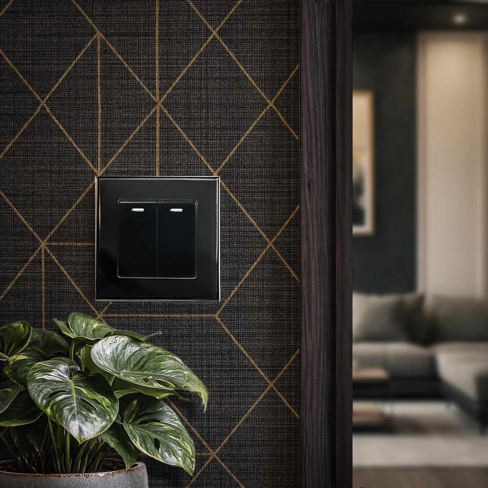 Crystal PG 2 Gang Rocker Light Switch Black RetroTouch Light Switches ...