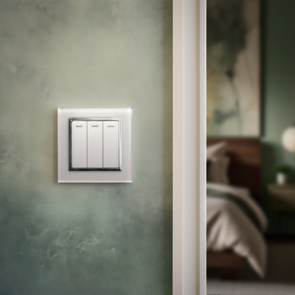 Crystal CT 3 Gang Rocker Light Switch White RetroTouch Light Switches ...