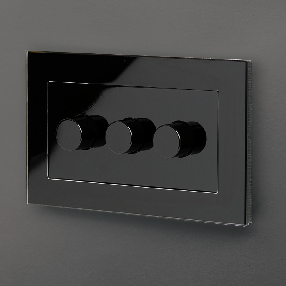 Crystal PG Rotary Intelligent LED Dimmer Switch 3G/2Way Black ...