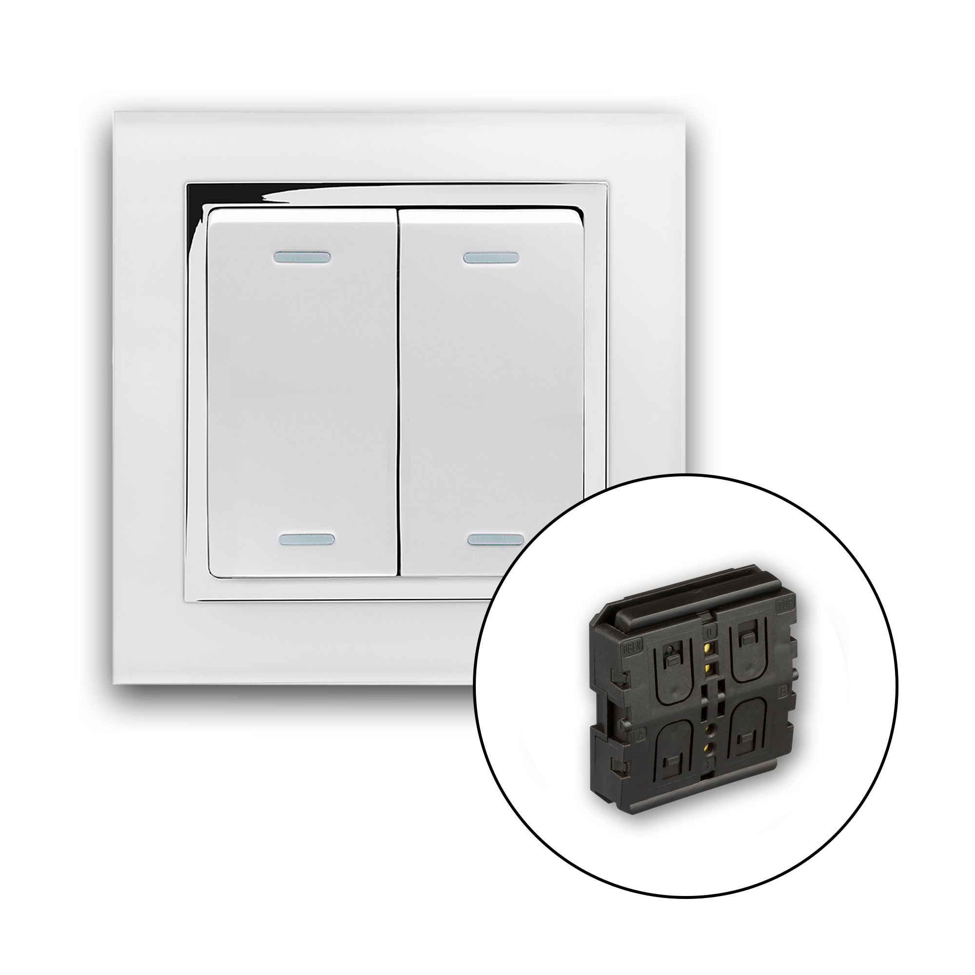 Retrotouch RF KNX Wireless Switch - White With Chrome Trim RetroTouch ...