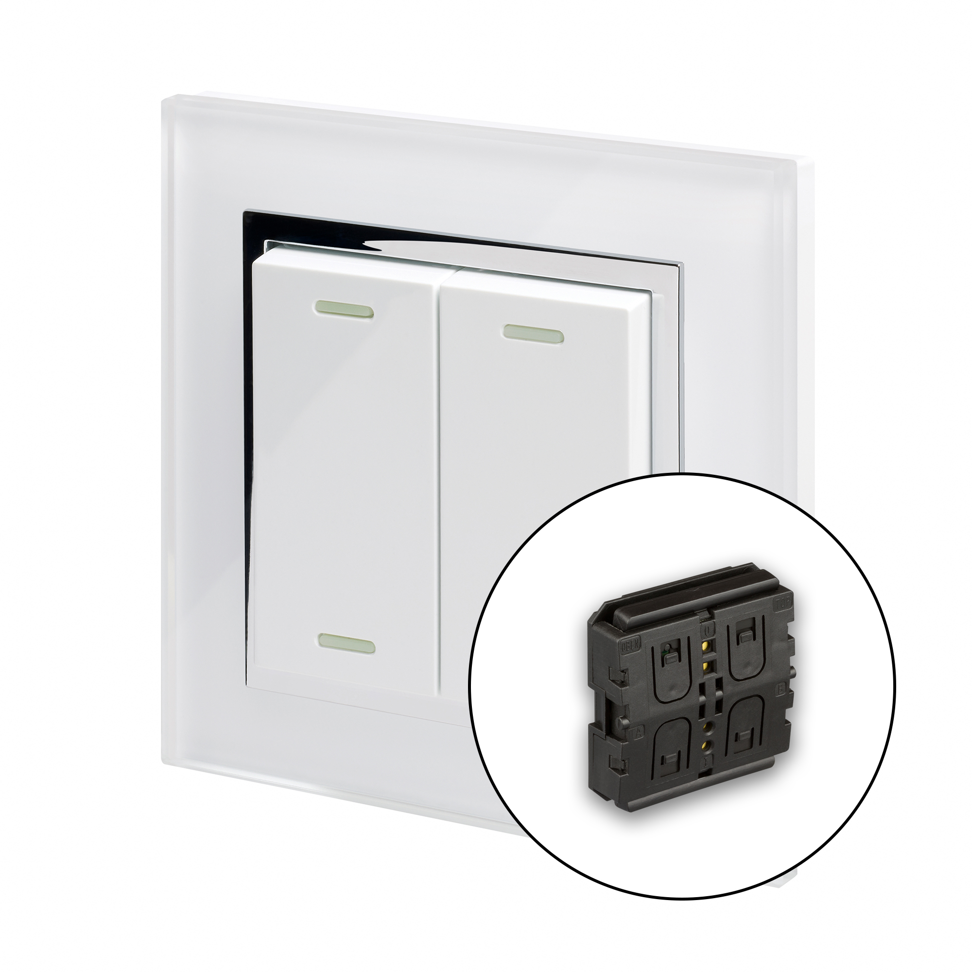Retrotouch RF KNX Wireless Switch - White With Chrome Trim RetroTouch ...