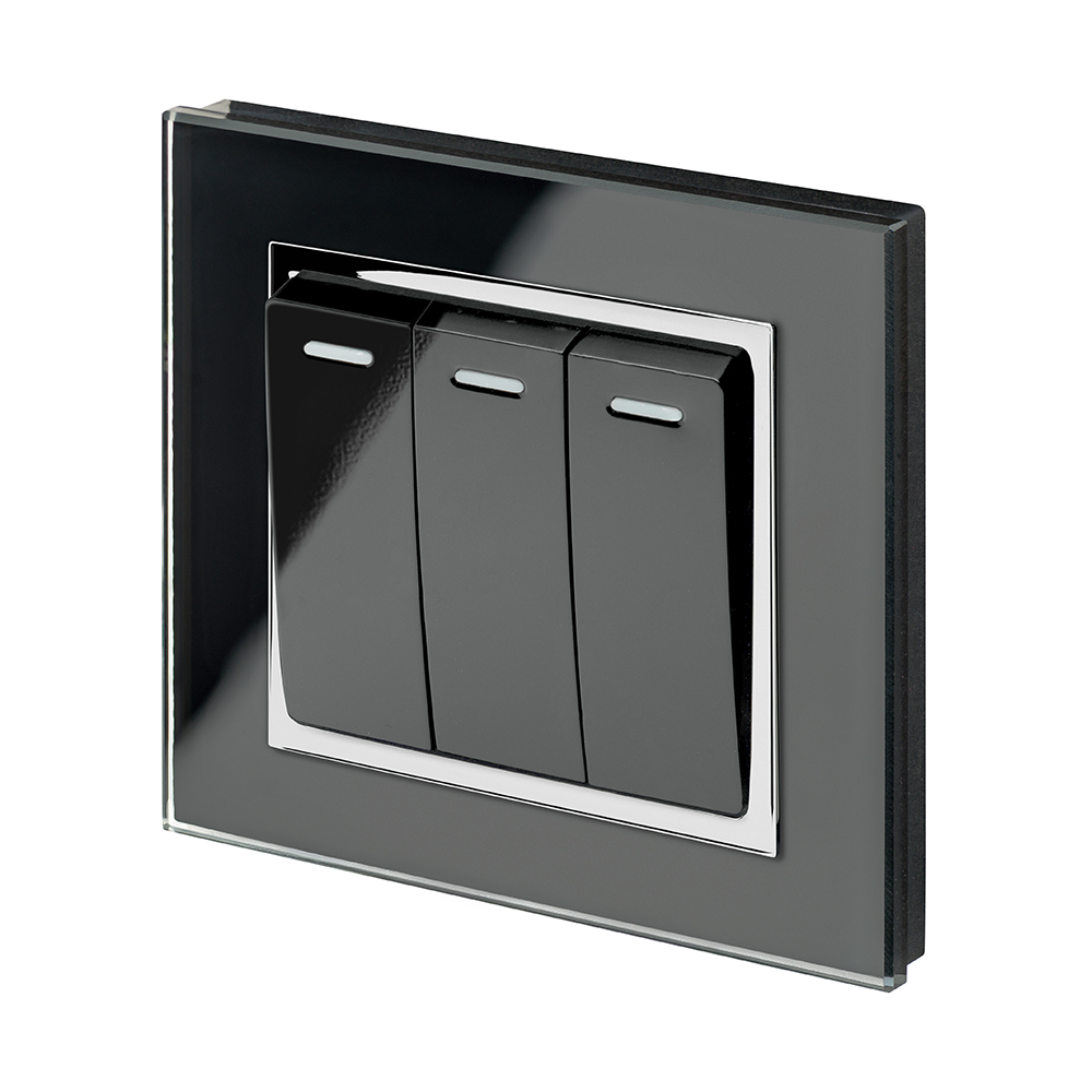 Crystal CT 3 Gang Rocker Light Switch Black RetroTouch Light Switches ...