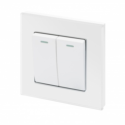 Crystal CT 2 Gang Rocker Light Switch White RetroTouch Light Switches ...